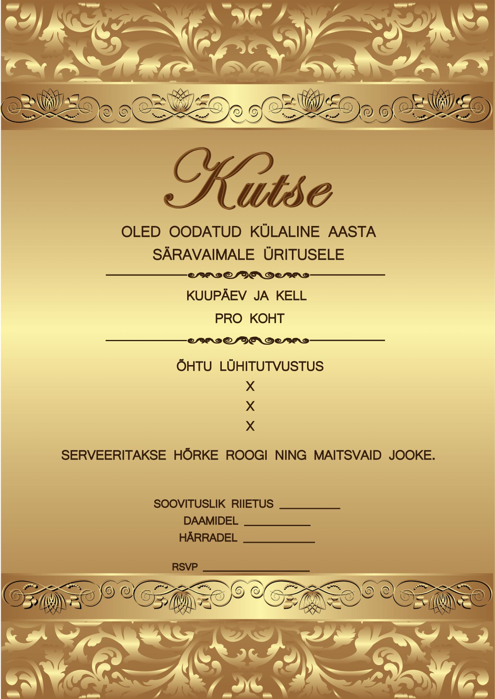 Peokutse firma- ja sünnipäeva pidude tähistamiseks.